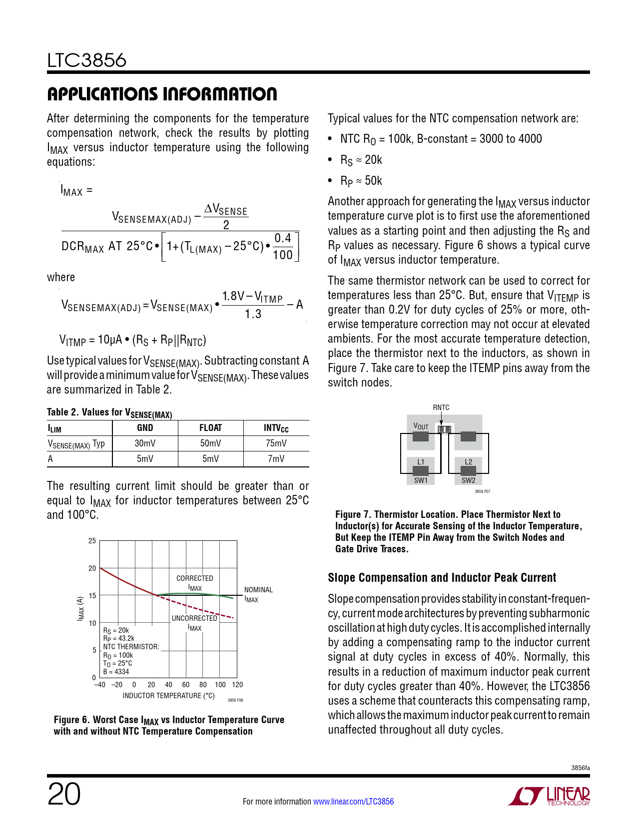 applicaTions inForMaTion. Table 2. Values for V. SENSE(MAX). LIM. GND ...