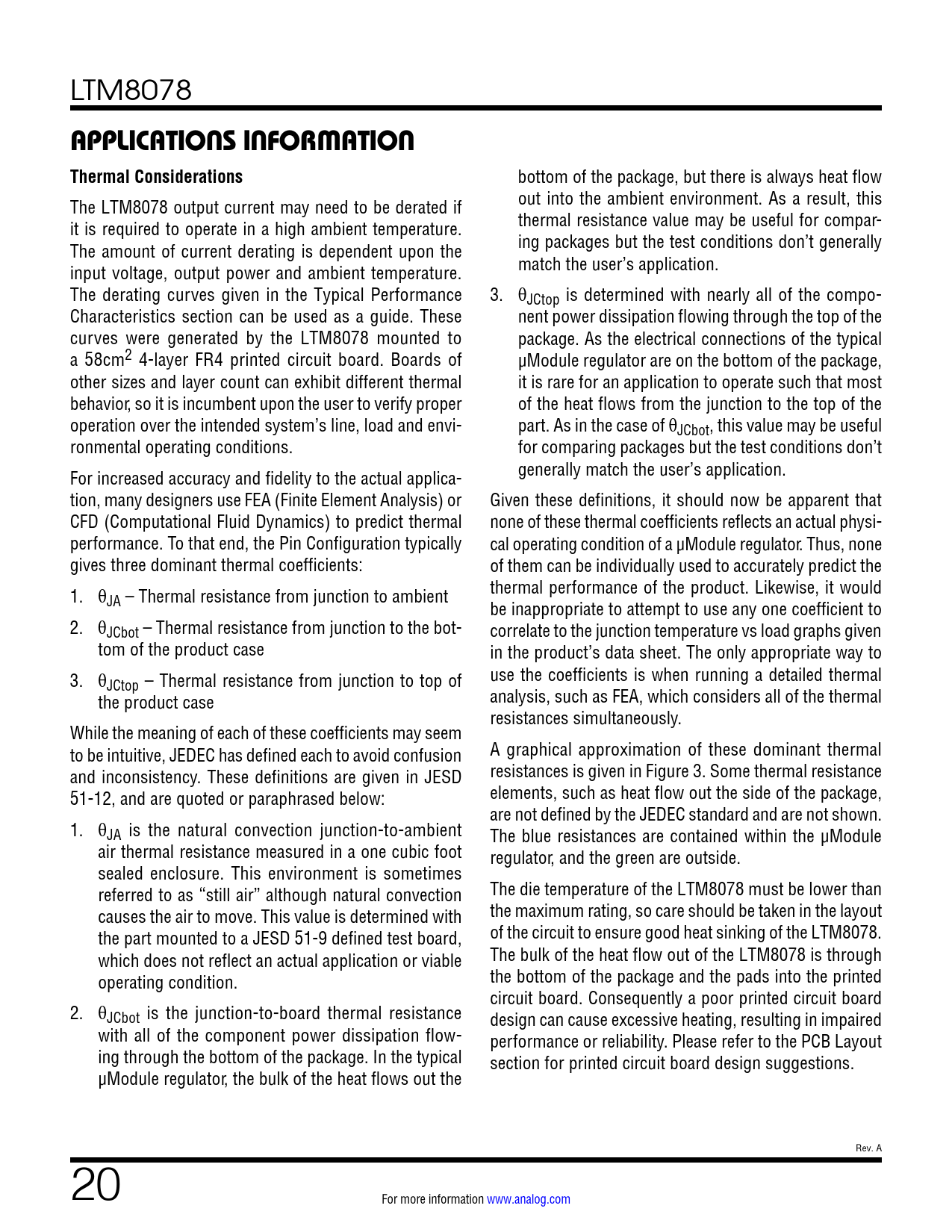 APPLICATIONS INFORMATION Thermal Considerations - Datasheet LTM8078 ...